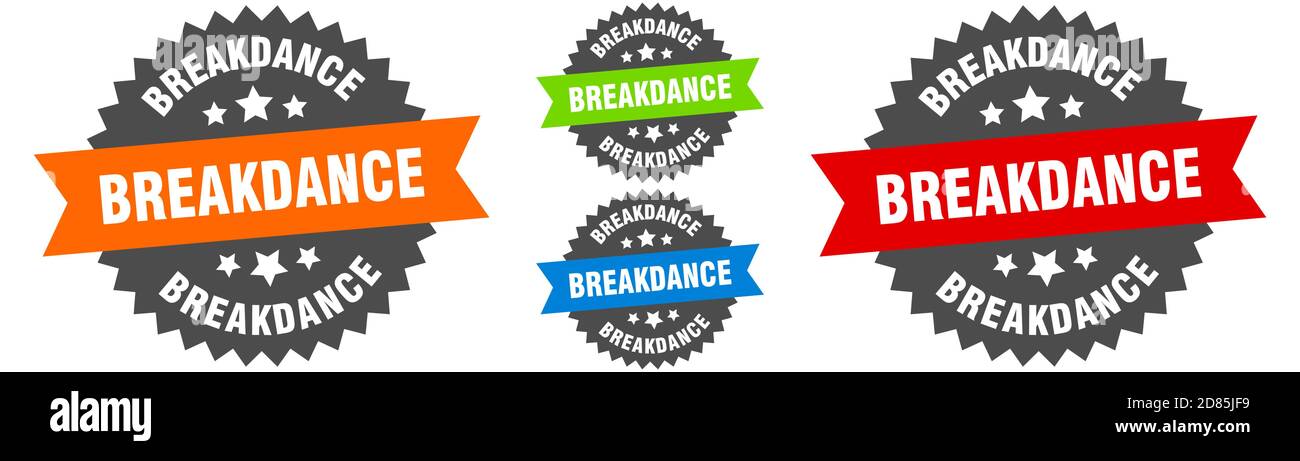 breakdance sign. round ribbon label set. Stamp Stock Vector Image & Art ...