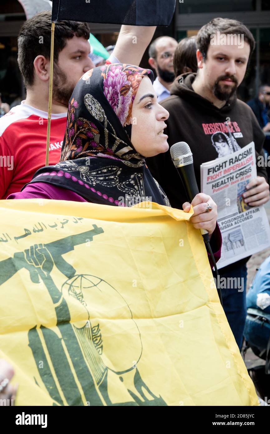 London, United Kingdom, 14th April 2018:- Protesters gather along ...