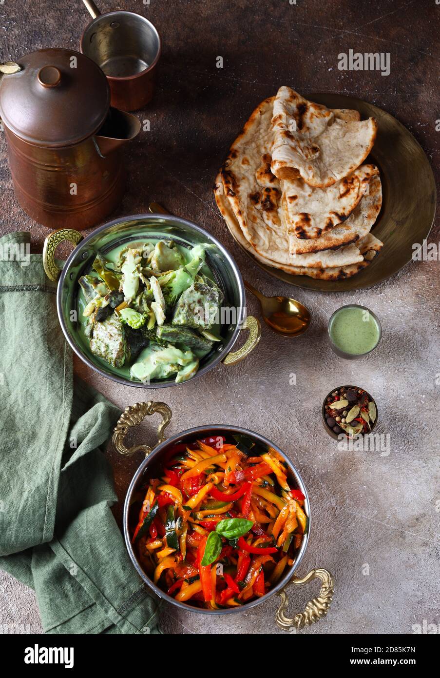 traditional indian food green curry lamb and jam salad Stock Photo - Alamy
