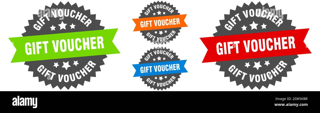 gift voucher sign. round ribbon label set. Stamp Stock Vector Image ...