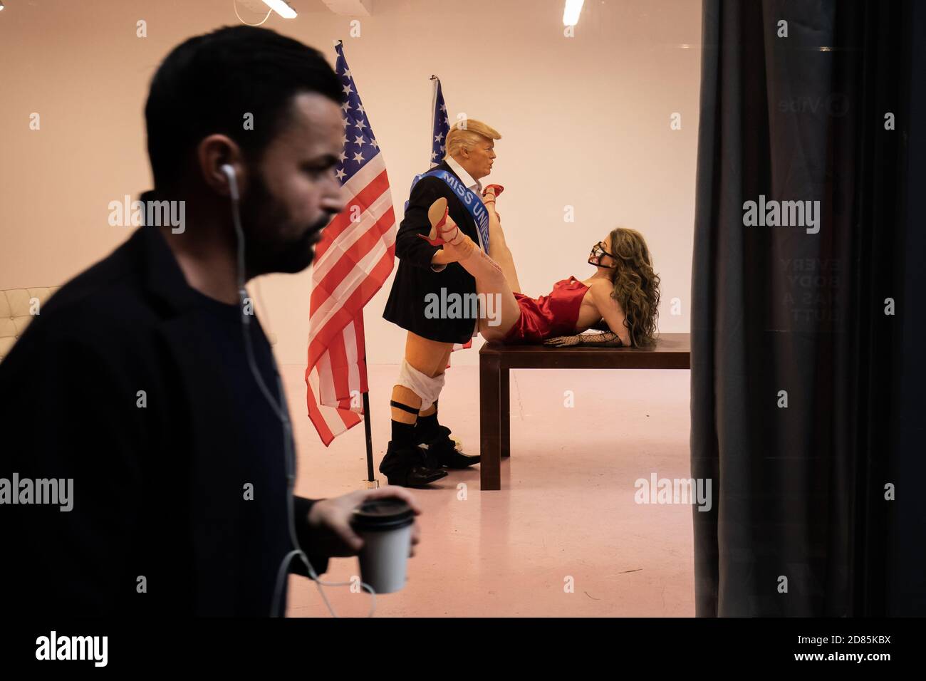 EDITORS NOTE CONTENT A newly installed sculpture titled 'Trump and Miss ...