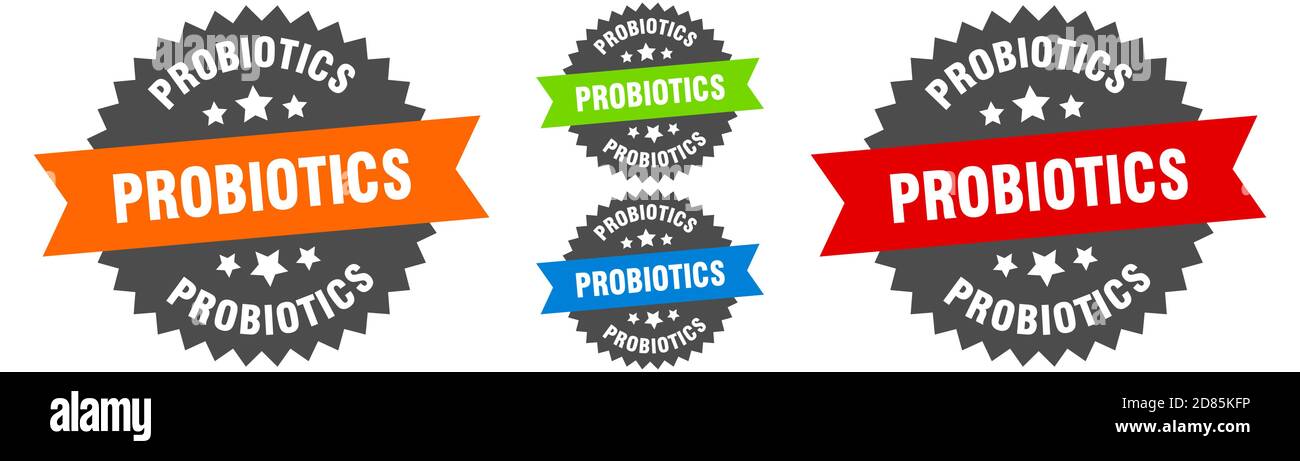 probiotics sign. round ribbon label set. Stamp Stock Vector Image & Art ...