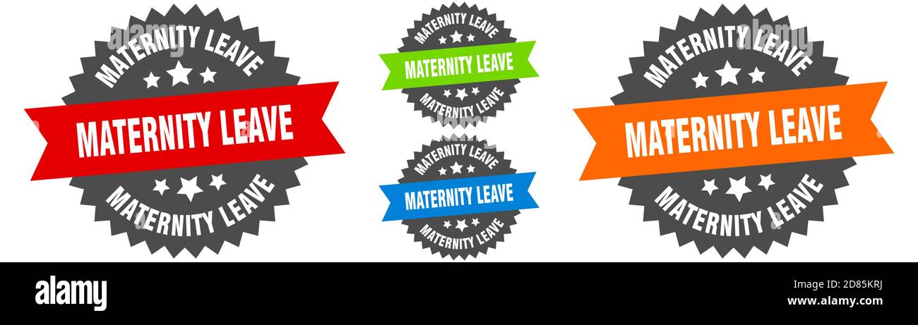 maternity leave sign. round ribbon label set. Stamp Stock Vector Image ...