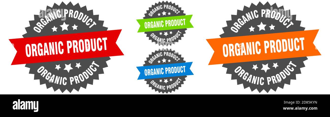 organic product sign. round ribbon label set. Stamp Stock Vector Image ...