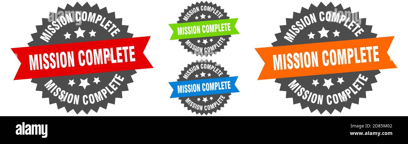 mission complete sign. round ribbon label set. Stamp Stock Vector Image & Art - Alamy