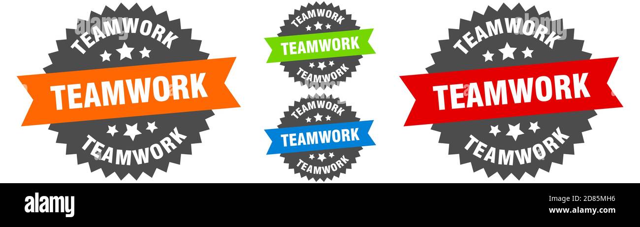 teamwork sign. round ribbon label set. Stamp Stock Vector Image & Art ...