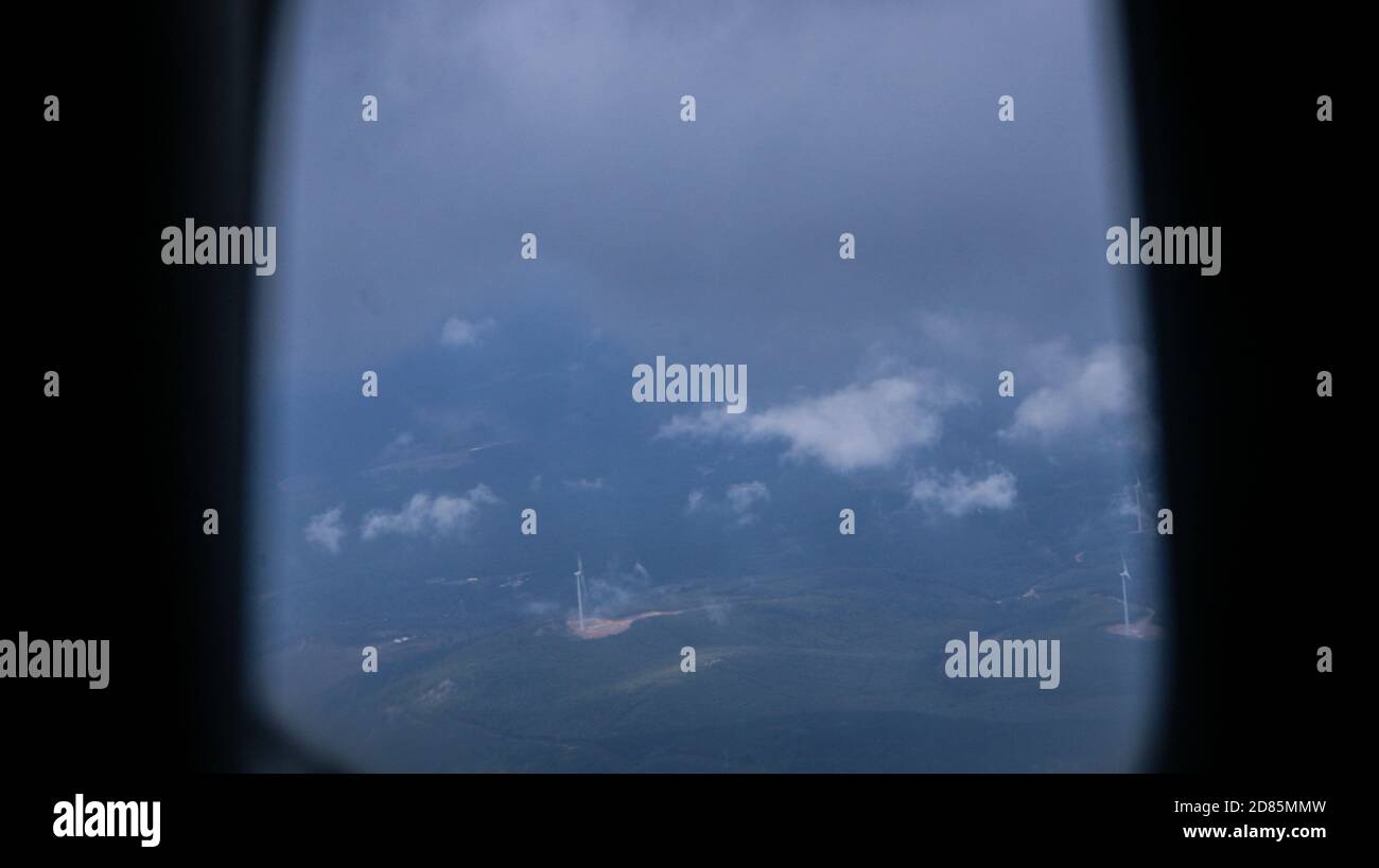view from the window of an airplane flying Stock Photo - Alamy
