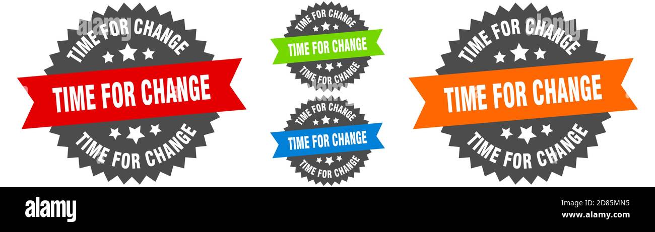 time for change sign. round ribbon label set. Stamp Stock Vector Image ...