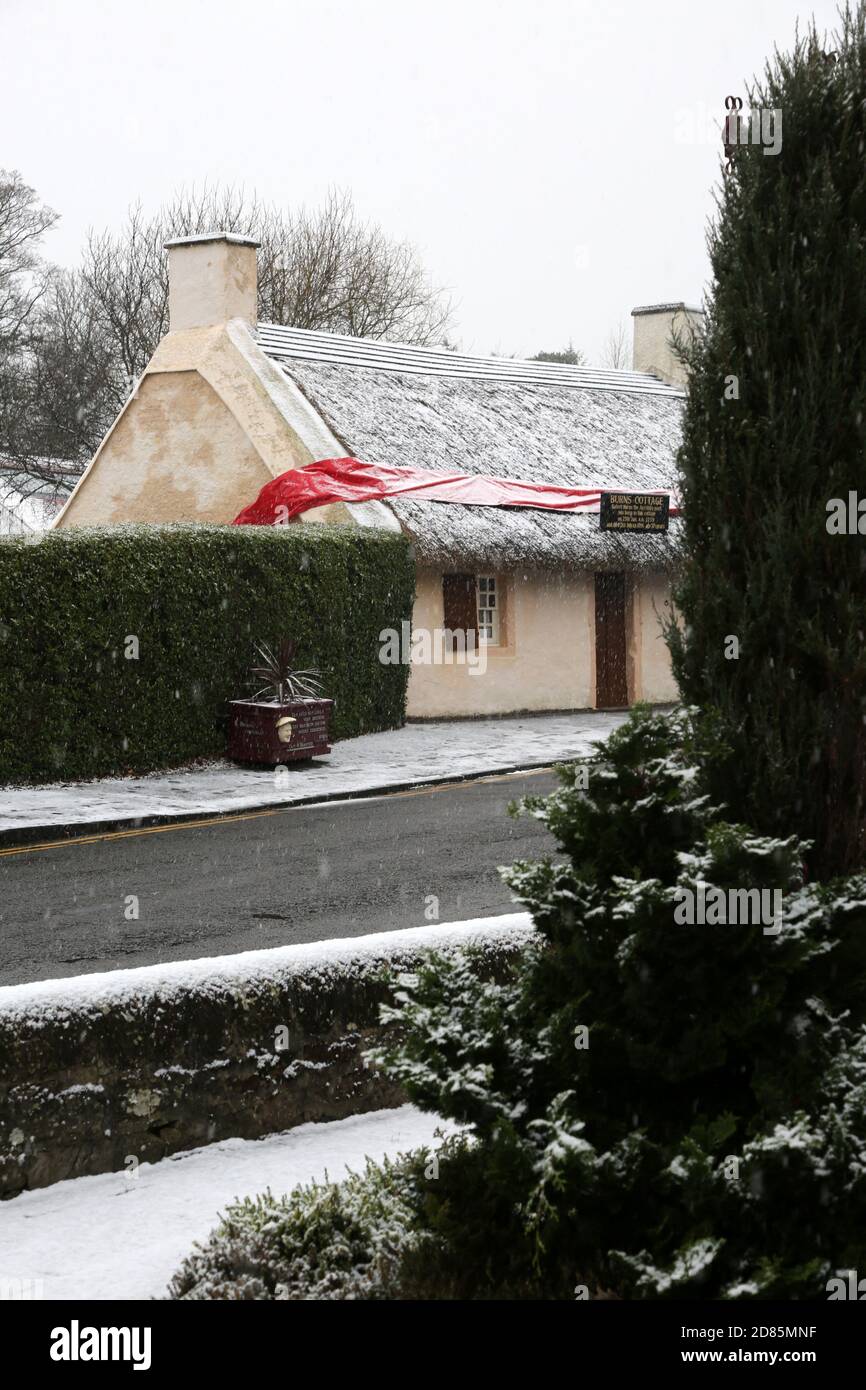 Burns Cottage, Alloway. Ayrshire, Scotland, UK The cottage with a lagre ...