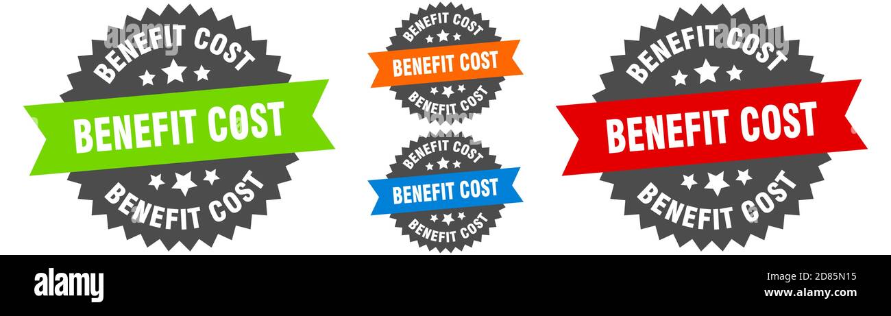 benefit cost sign. round ribbon label set. Stamp Stock Vector Image ...