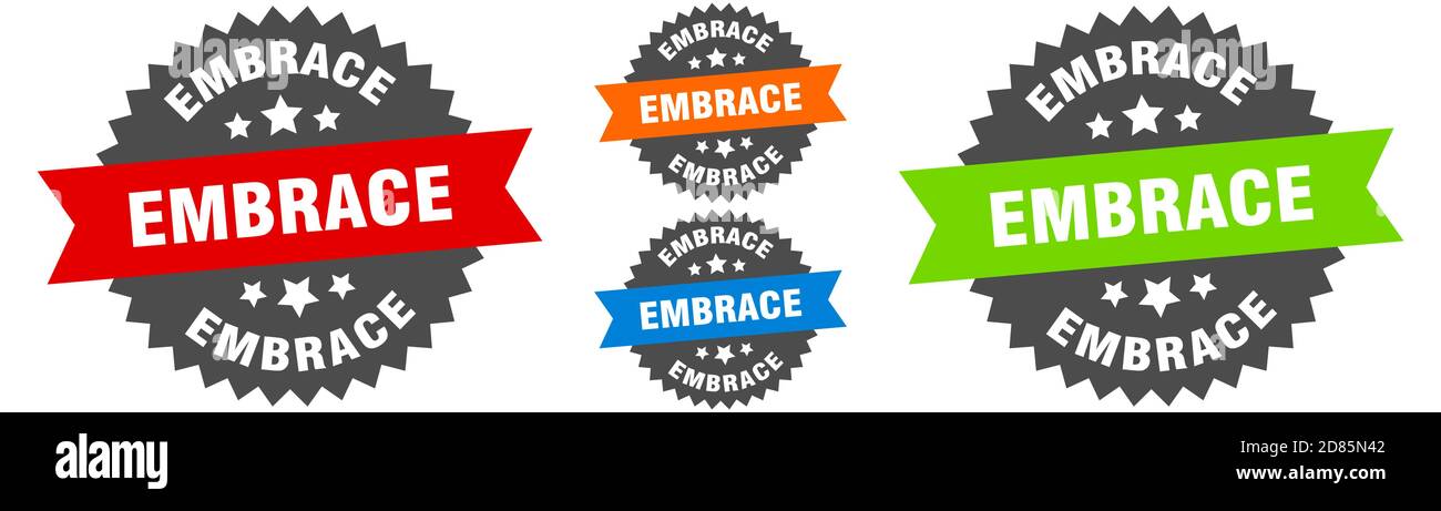 embrace sign. round ribbon label set. Stamp Stock Vector Image & Art - Alamy