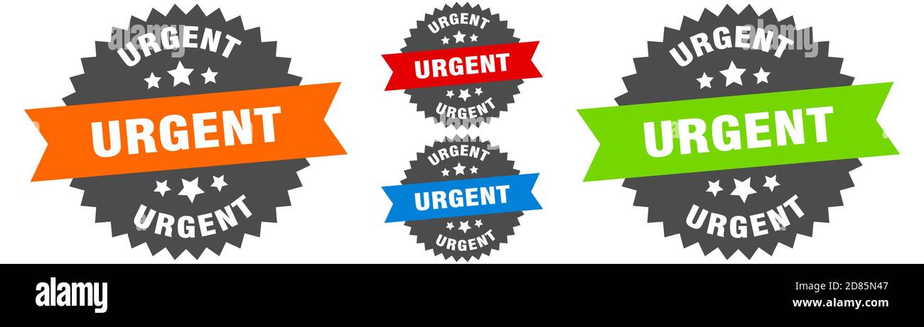 urgent sign. round ribbon label set. Stamp Stock Vector Image & Art - Alamy