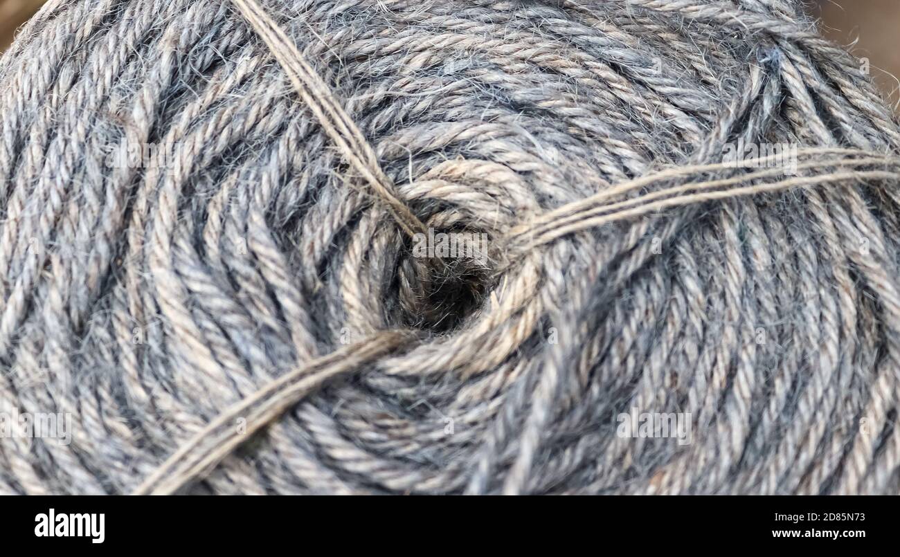 Stranded threads. A tangle of yarn. Entangled confusing thread on a ...