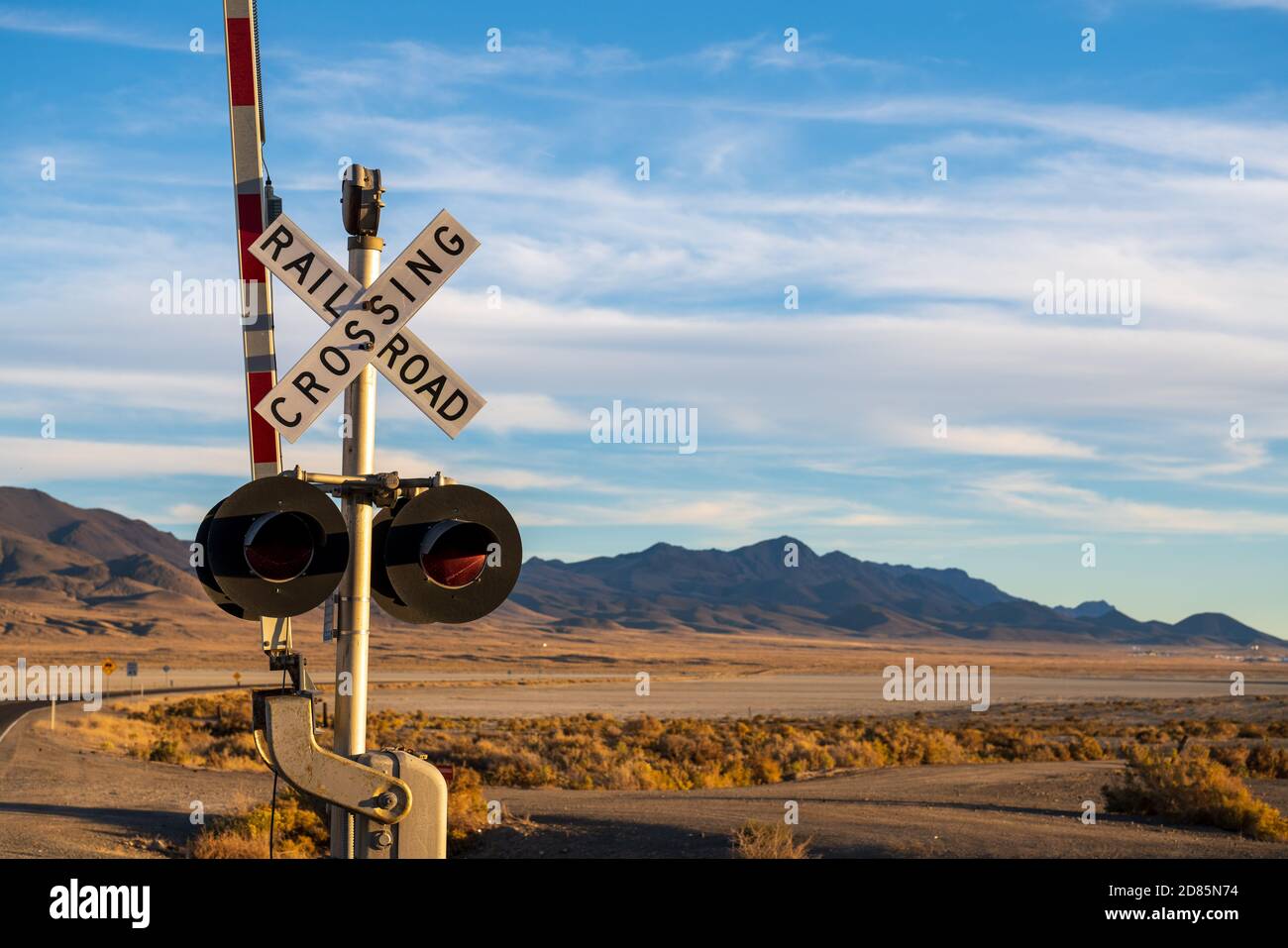 Image of a railroad crossing Stock Photo - Alamy