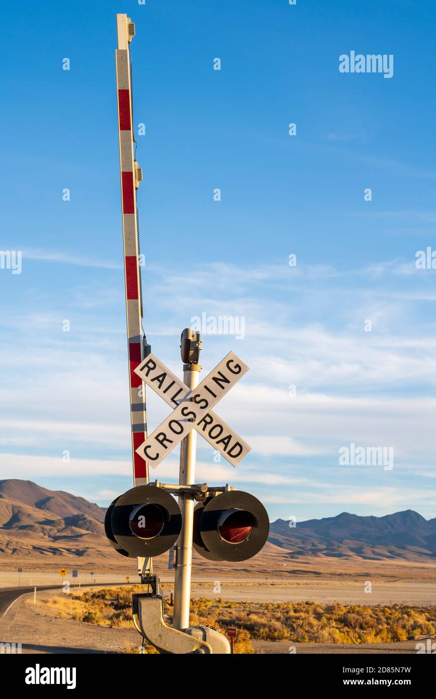 Image of a railroad crossing Stock Photo - Alamy