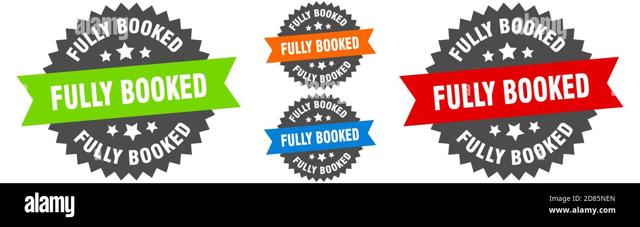 fully booked sign. round ribbon label set. Stamp Stock Vector Image & Art - Alamy