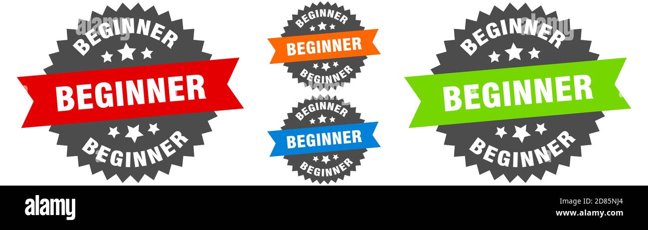beginner sign. round ribbon label set. Stamp Stock Vector Image & Art ...