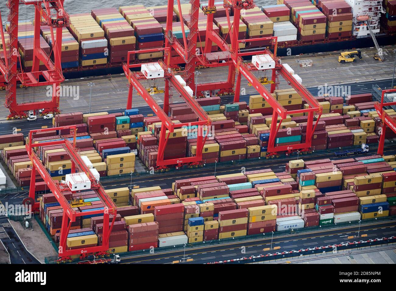 Shipping containers on Seaforth Docks at Liverpool Merseyside, North ...