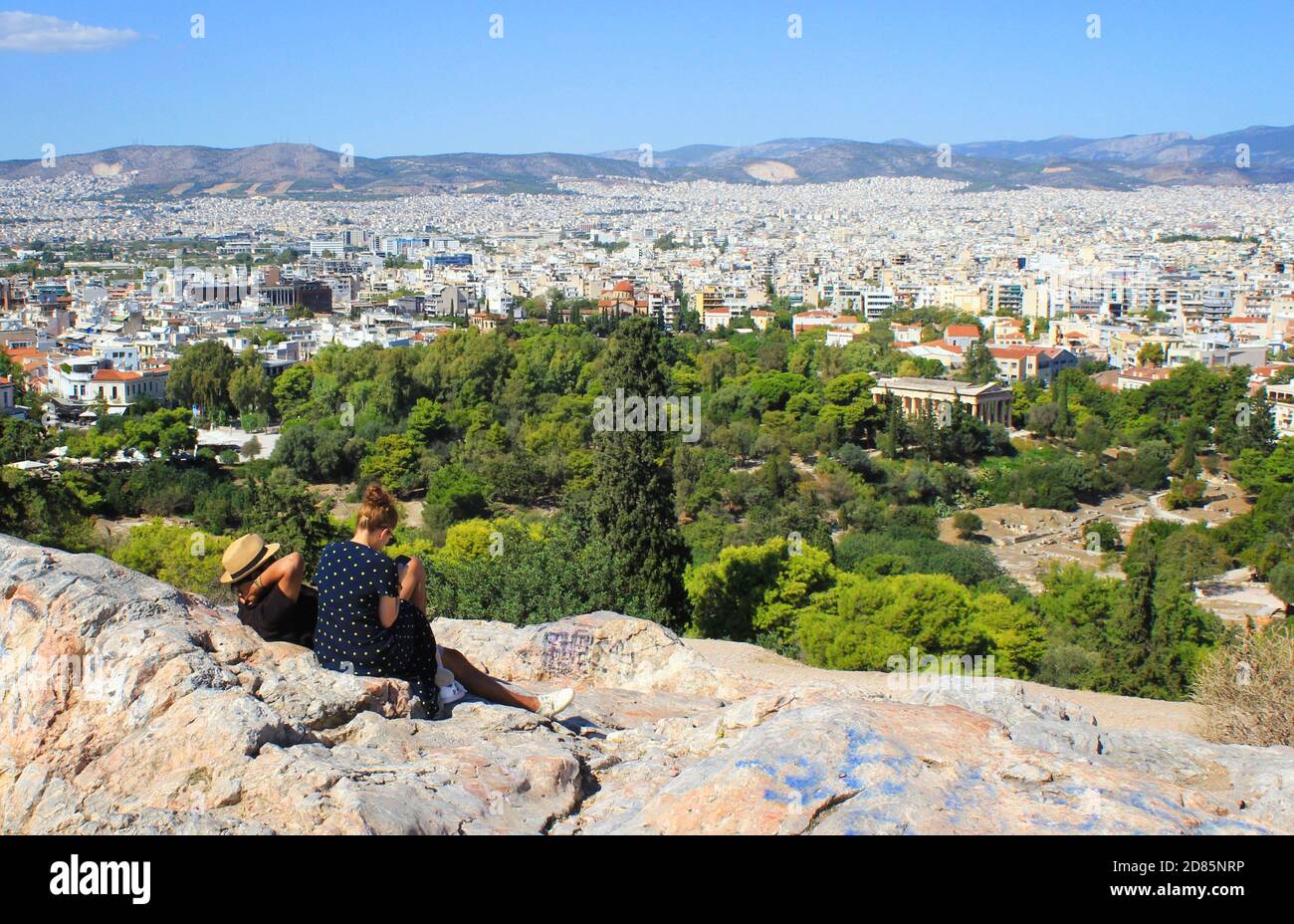 Panoramic view of Athens city from Areopagus hill, Athens, Greece ...