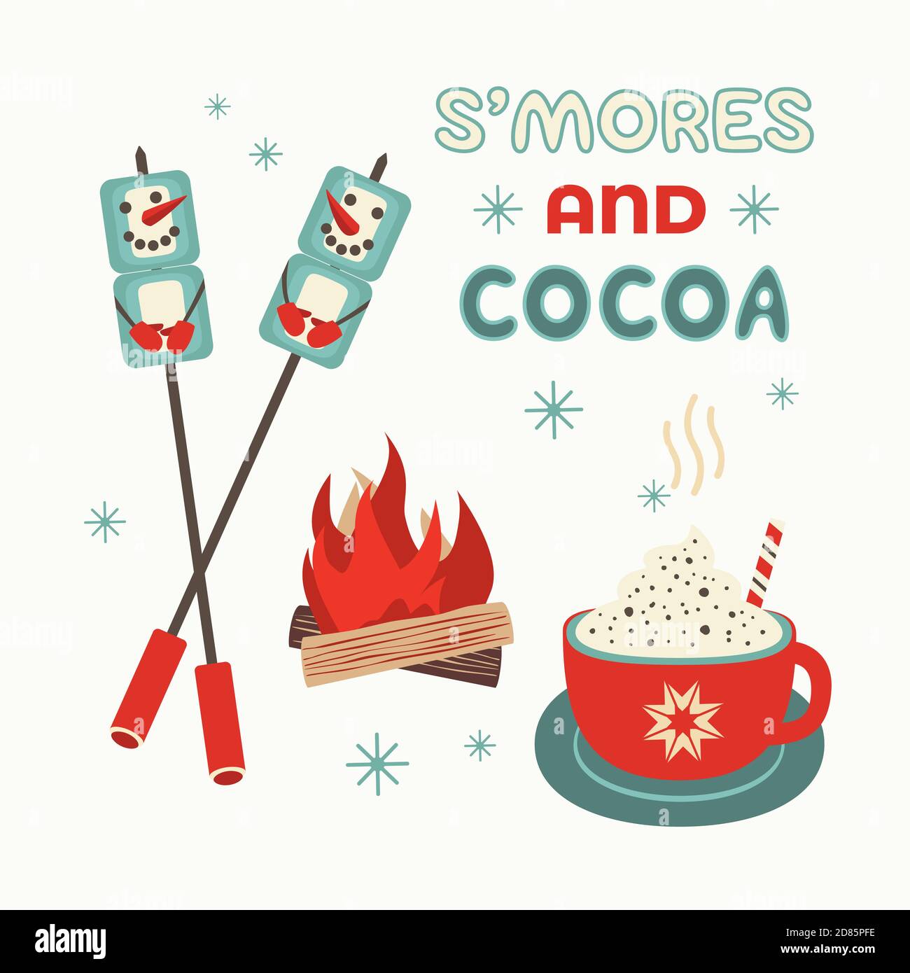 Warm cozy smores and cocoa welcome sign vector Stock Vector Image & Art ...