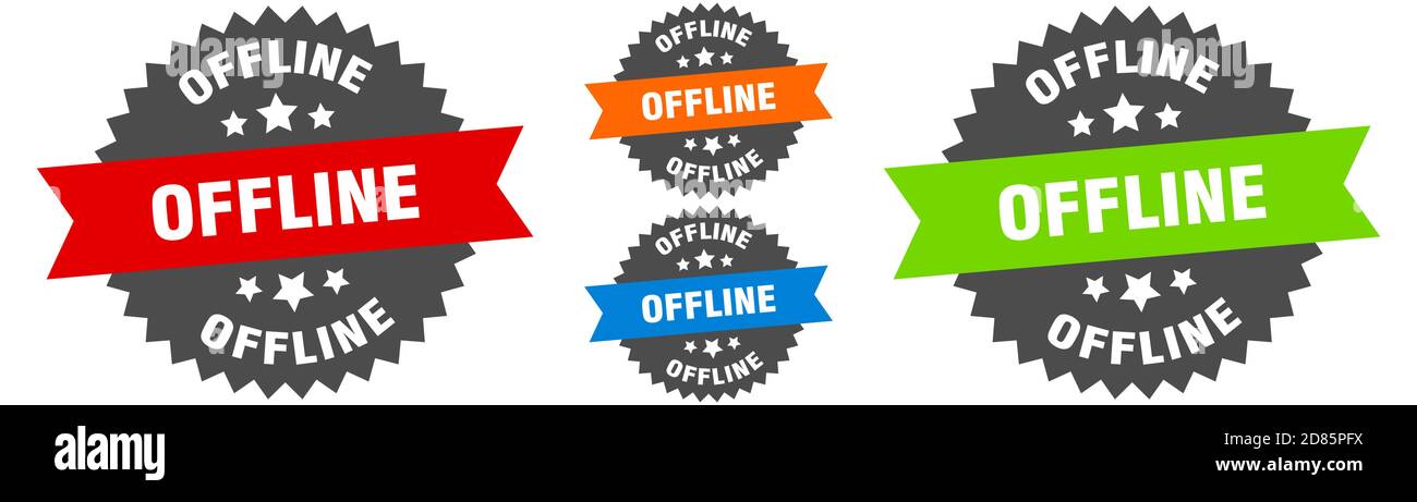 offline sign. round ribbon label set. Stamp Stock Vector Image & Art ...