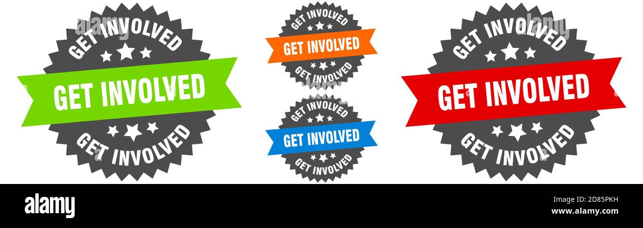 get involved sign. round ribbon label set. Stamp Stock Vector Image ...