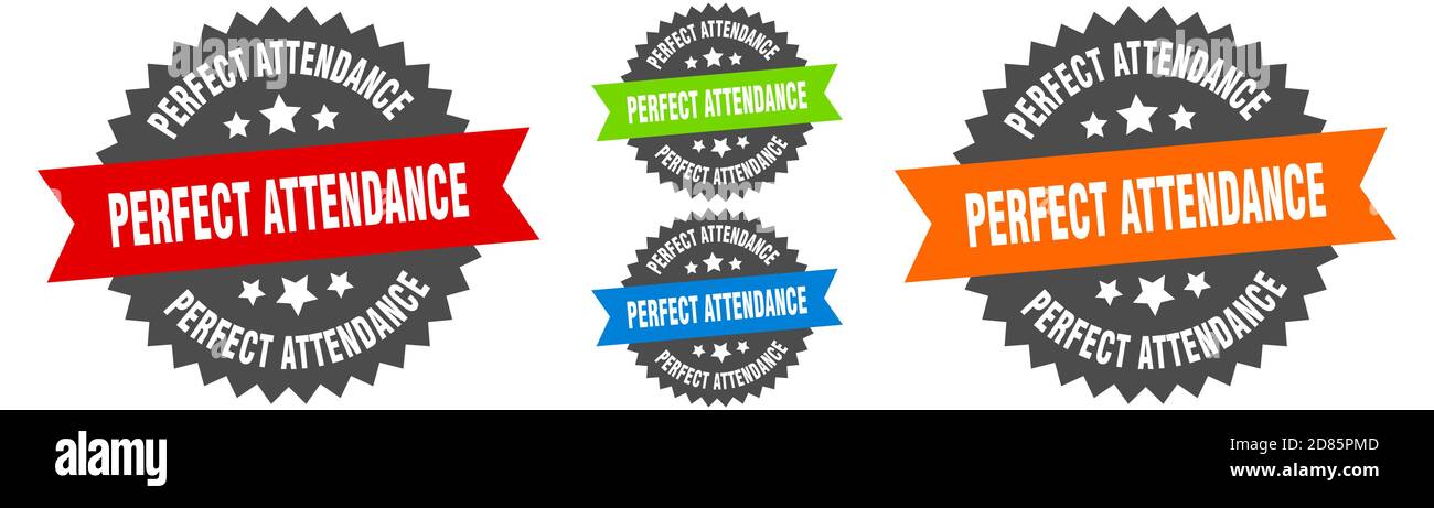 perfect attendance sign. round ribbon label set. Stamp Stock Vector ...