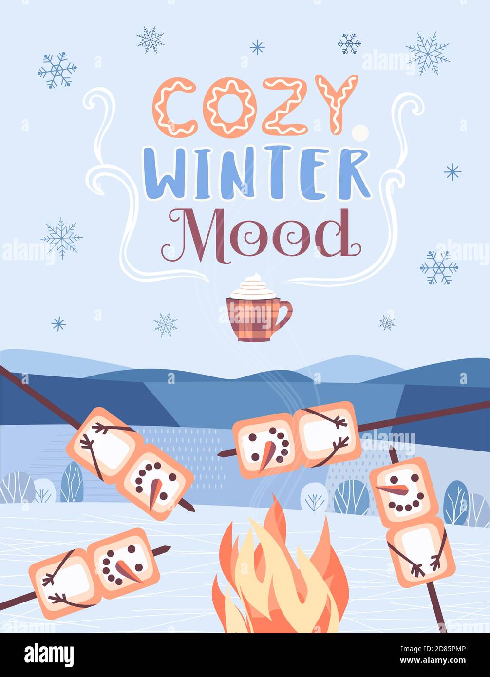 Cozy Winter Mood fun party welcome vector poster Stock Vector Image ...