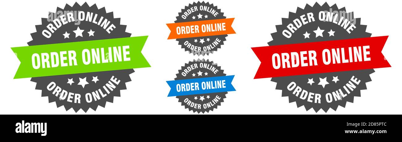 order online sign. round ribbon label set. Stamp Stock Vector Image ...