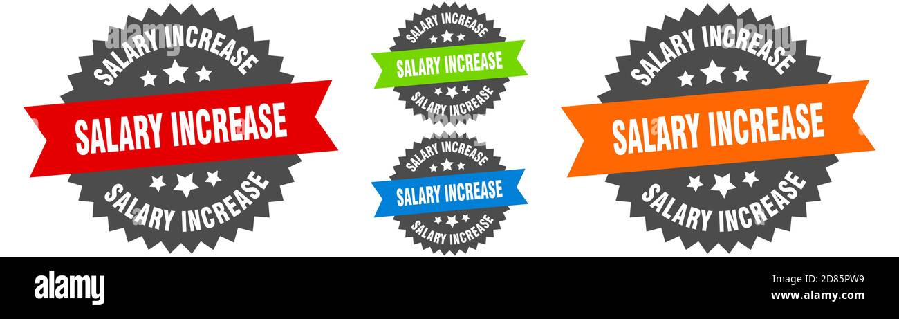 salary increase sign. round ribbon label set. Stamp Stock Vector Image ...