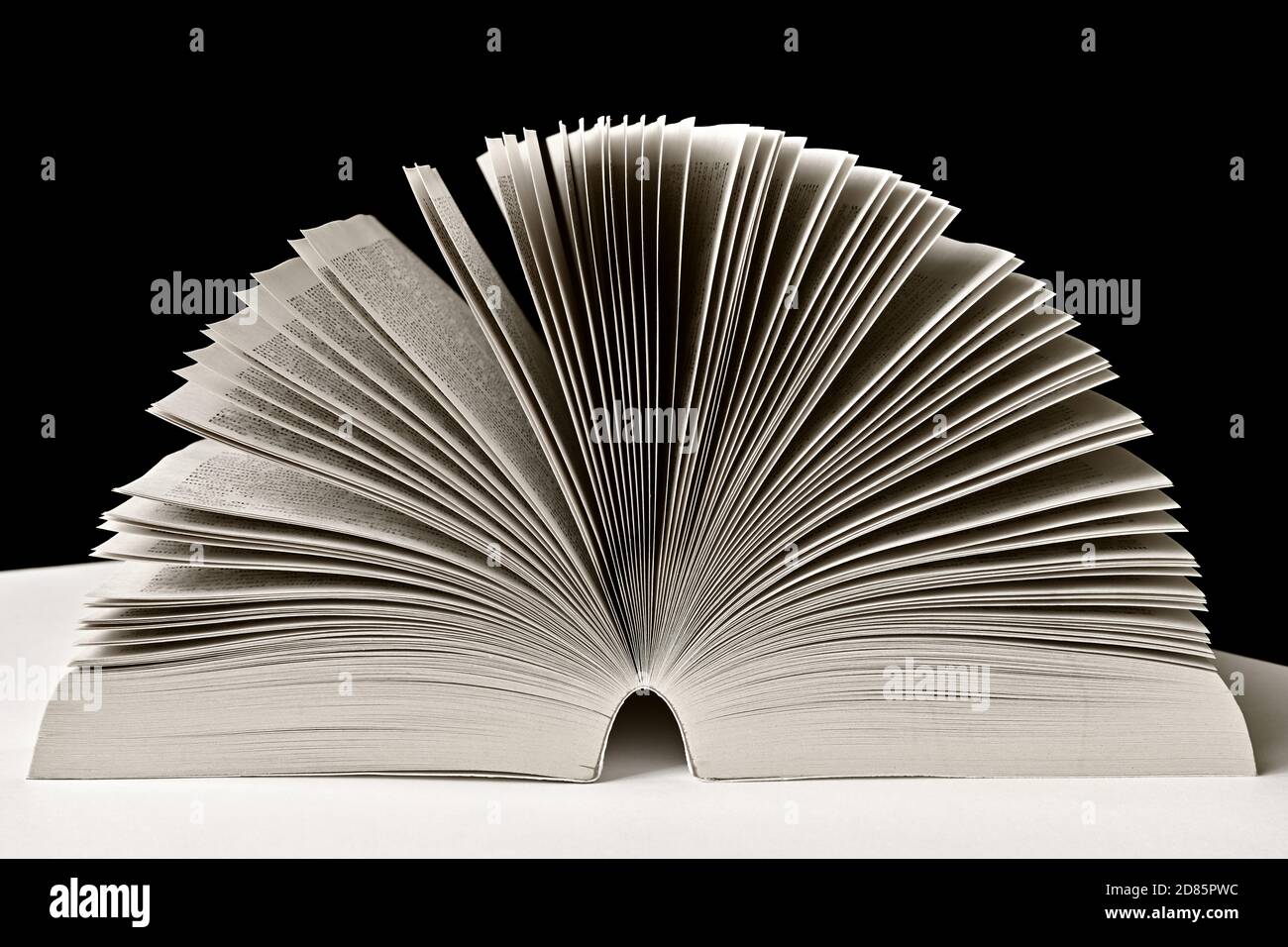 Paperback novel in monochrome, black and white photography. Open book ...