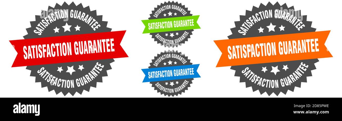 satisfaction guarantee sign. round ribbon label set. Stamp Stock Vector ...