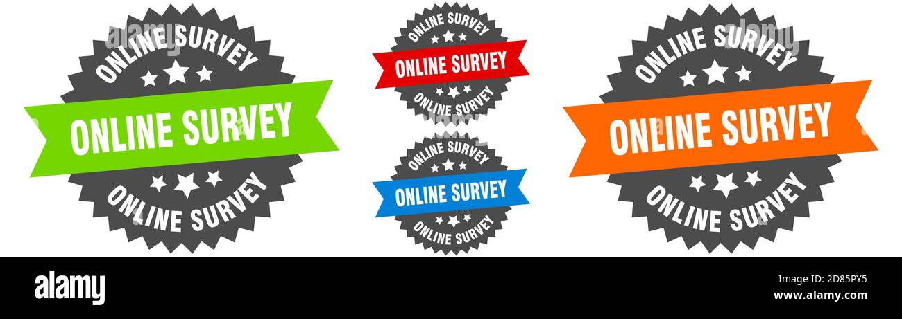 online survey sign. round ribbon label set. Stamp Stock Vector Image ...