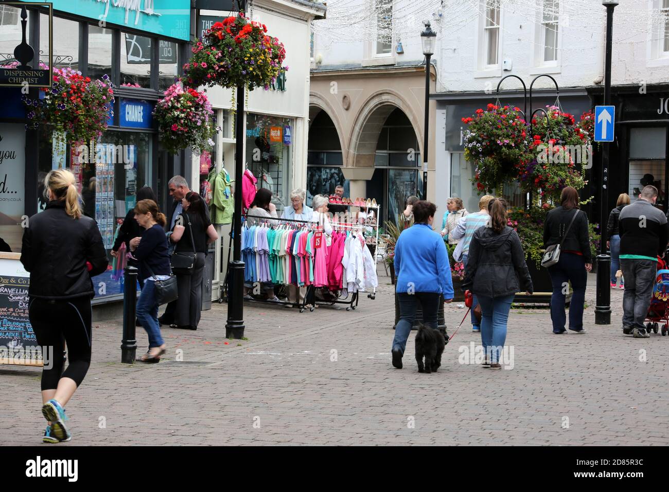 Ayr Town Centre,Ayrshire, Scotland UK shops retail people. Newmarket ...