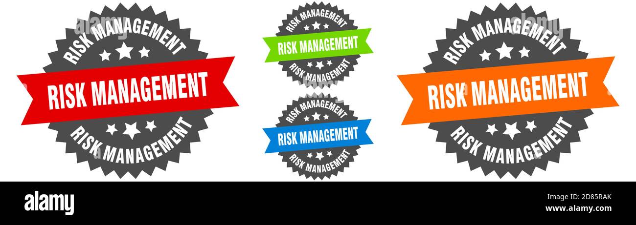 risk management sign. round ribbon label set. Stamp Stock Vector Image ...