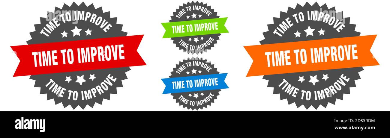 time to improve sign. round ribbon label set. Stamp Stock Vector Image ...