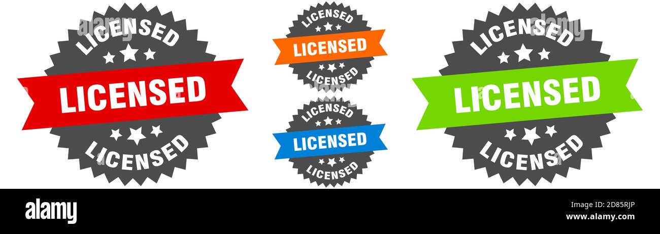 licensed sign. round ribbon label set. Stamp Stock Vector Image & Art ...