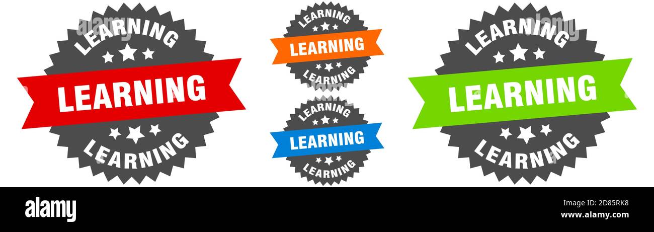 learning sign. round ribbon label set. Stamp Stock Vector Image & Art ...