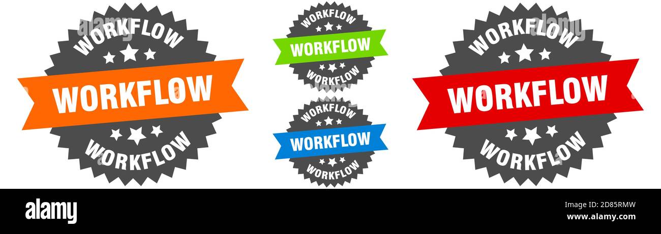 workflow sign. round ribbon label set. Stamp Stock Vector Image & Art ...