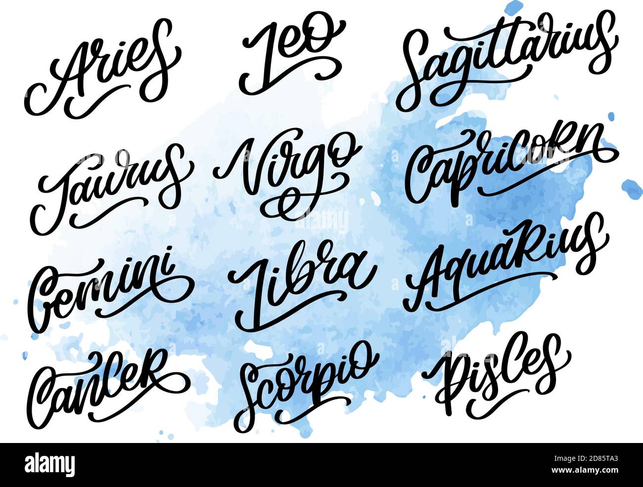 Zodiac lettering Vector Sign. Cartoon astrology text illustration ...