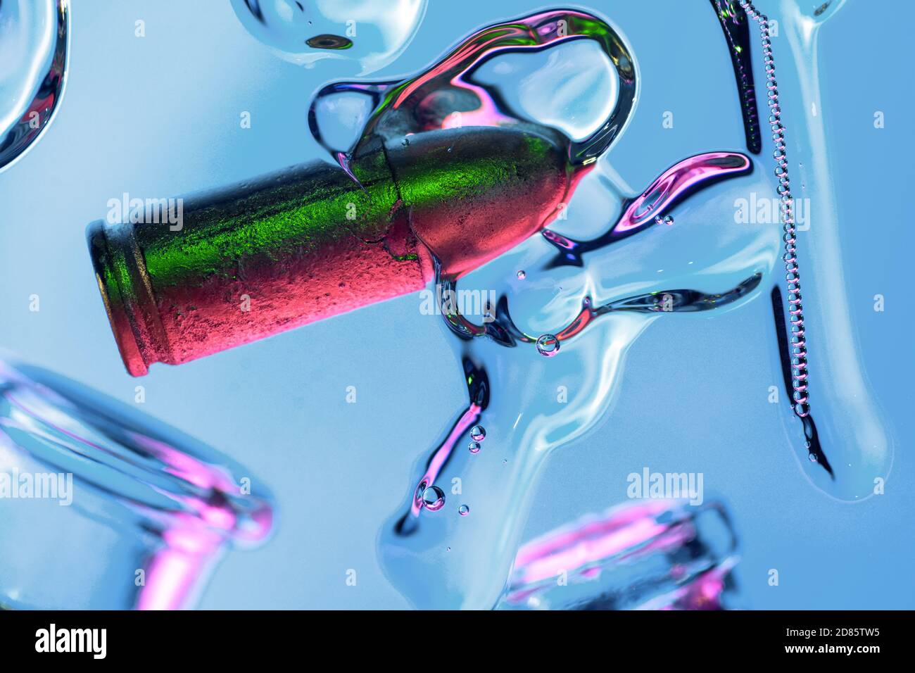 Abstraction on cosmetics, drops, air bubbles, bullets and bottles in ...