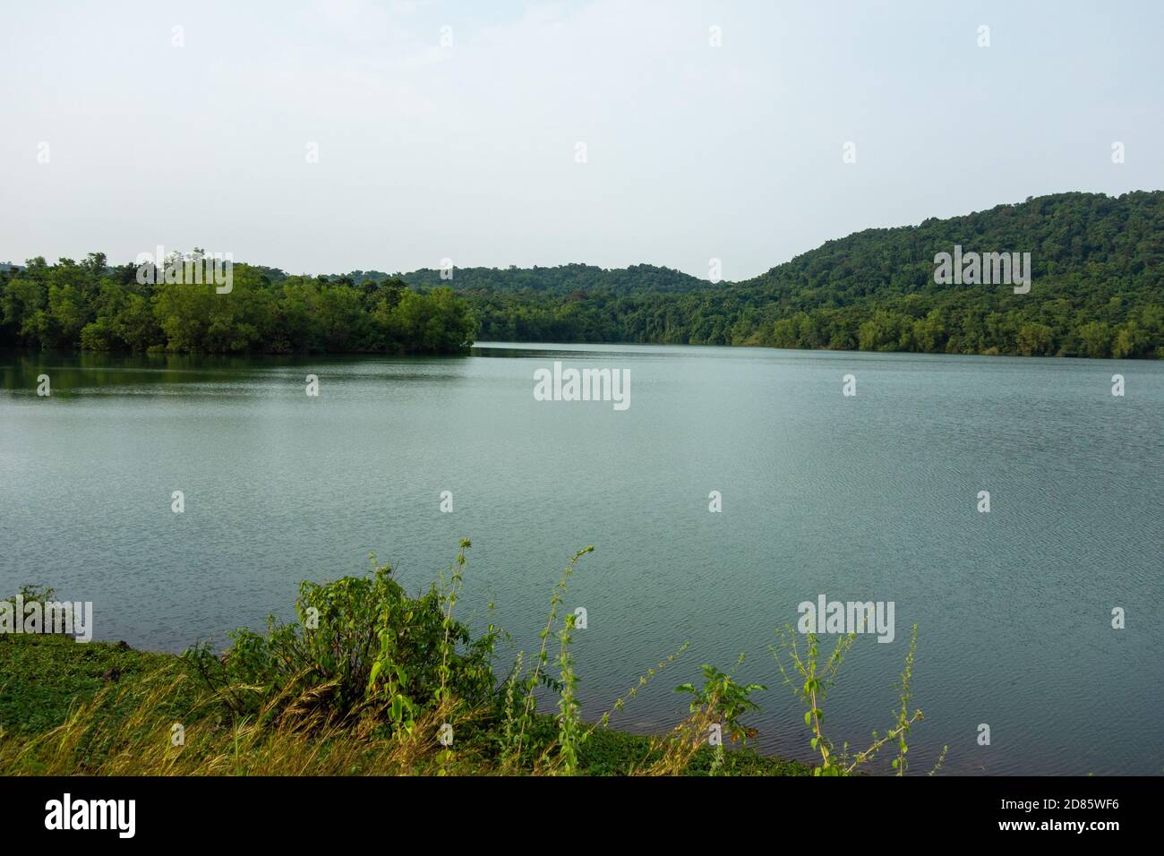 Scenic view of Moisal dam reservoir in Rumbrem, Sanguem, Goa, India ...