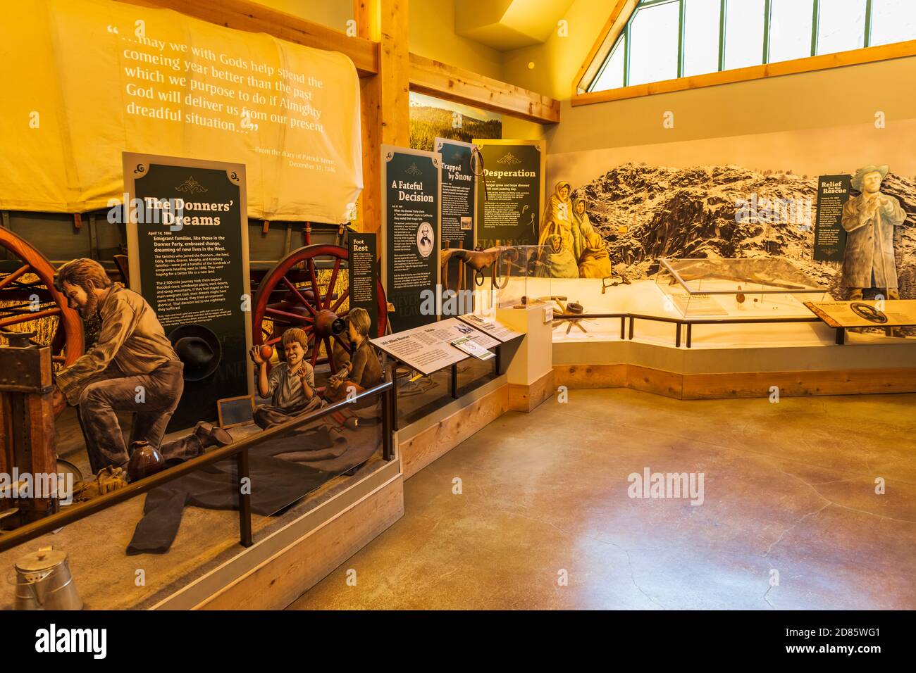 Interpretive display at the Donner Memorial State Park visitor center ...