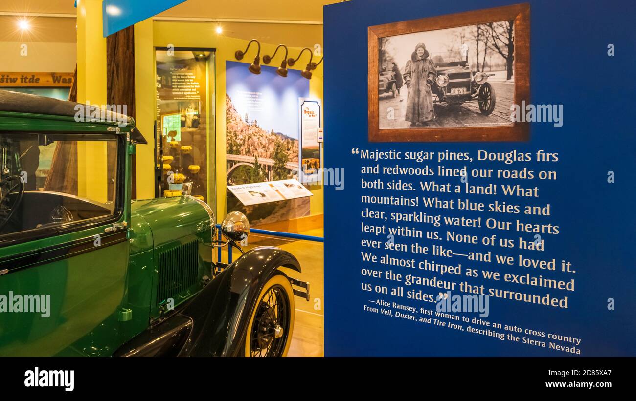 Interpretive display at the Donner Memorial State Park visitor center ...