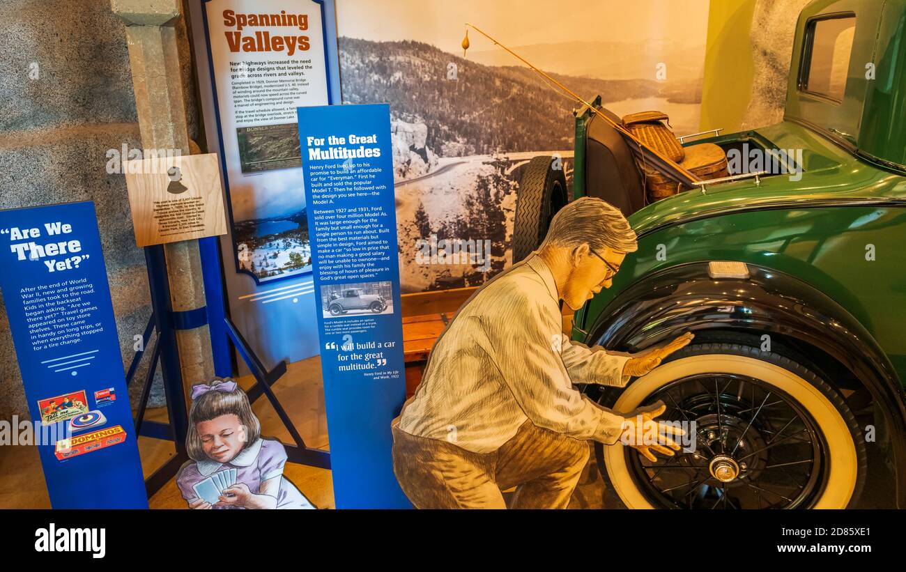 Interpretive display at the Donner Memorial State Park visitor center ...