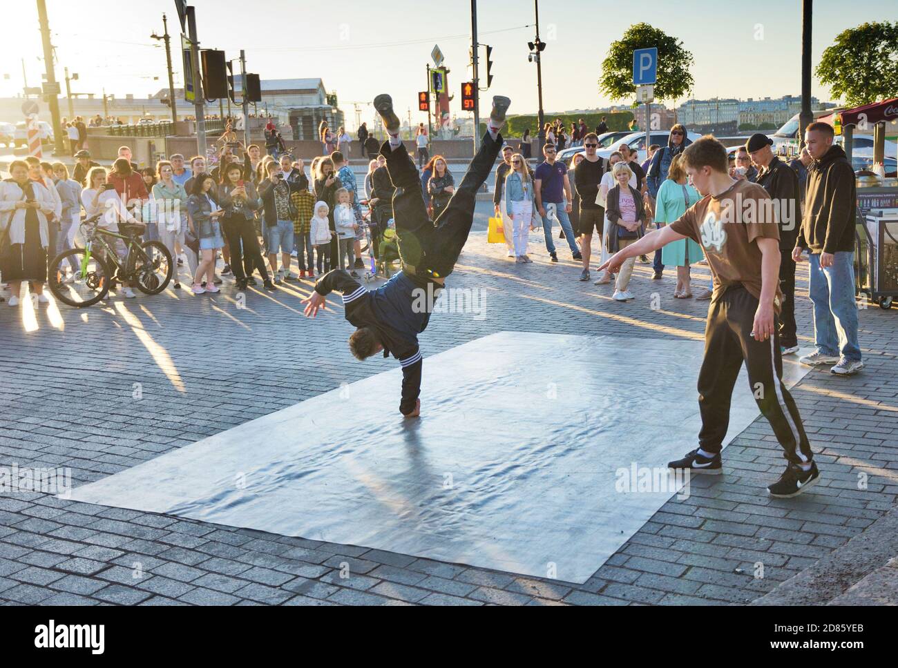 St. Petersburg. Russia. June 20.2020.The guys are dancing break dance ...