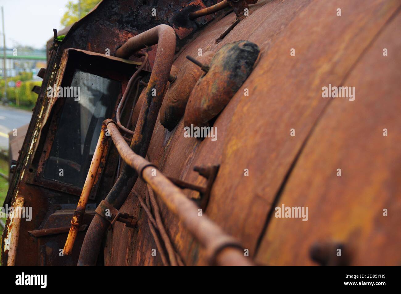 Old rusty steam locomotive. Vintage industrial machine Stock Photo - Alamy