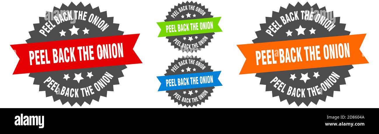 peel back the onion sign. round ribbon label set. Stamp Stock Vector ...