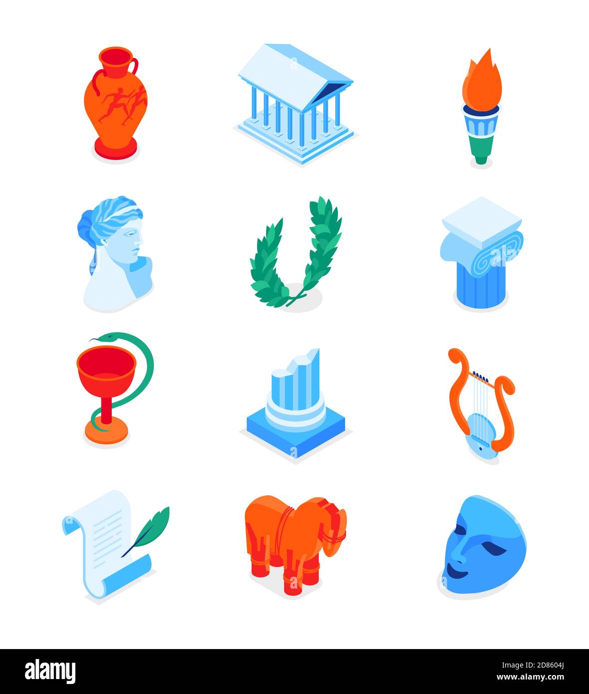 Ancient Greece - modern colorful isometric icons set Stock Vector Image ...
