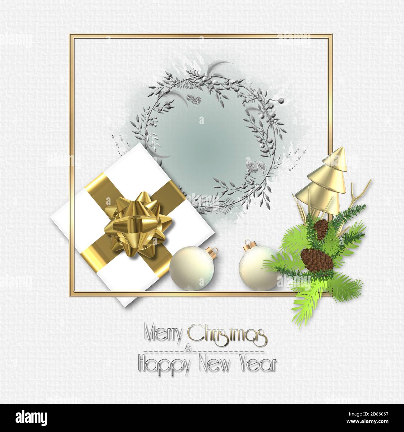 Christmas beautiful design in pastel colours. Xmas gift box with bow ...